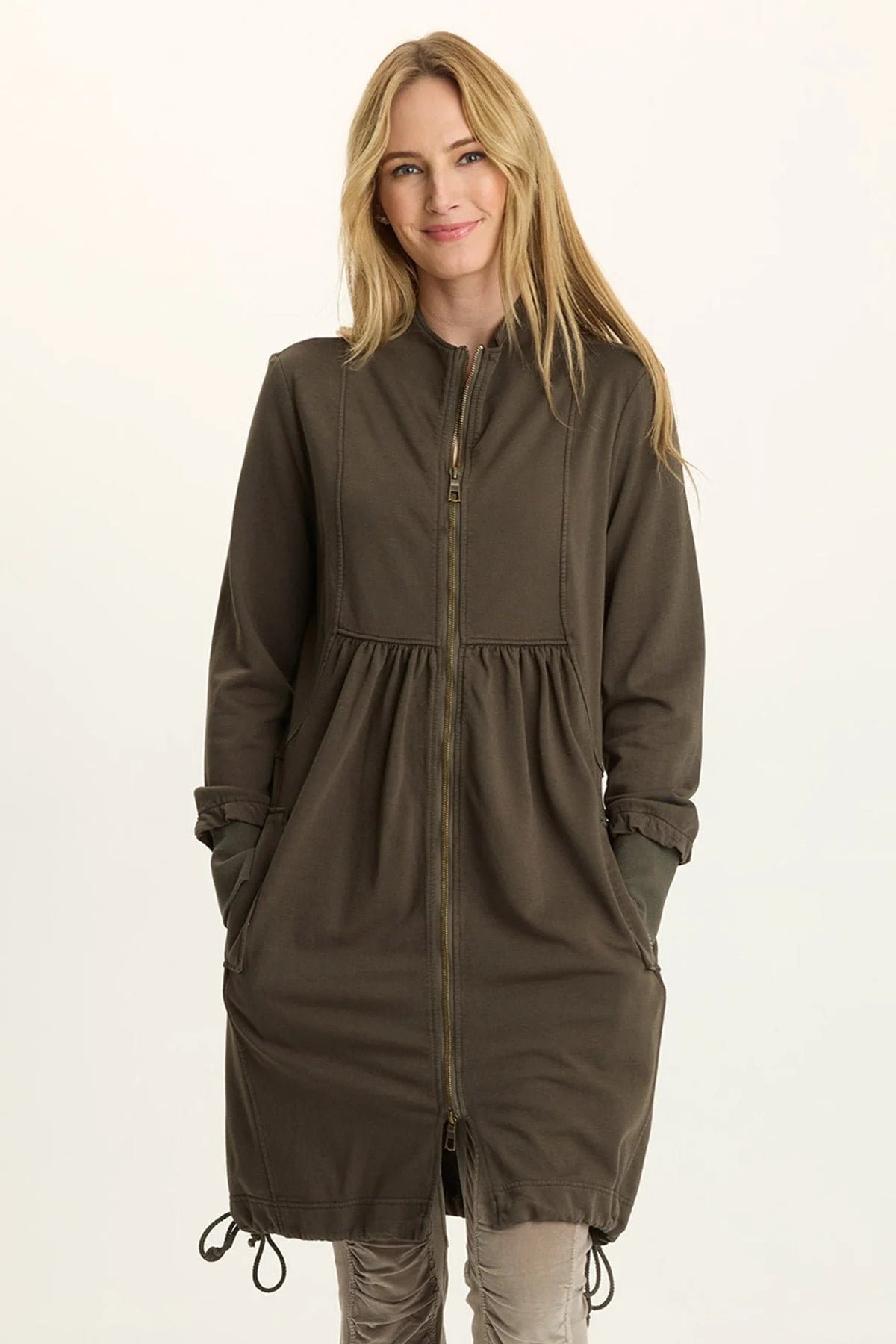 FLEECE FUNNEL NECK LONGCOAT – RADIANT OUTFITTERS